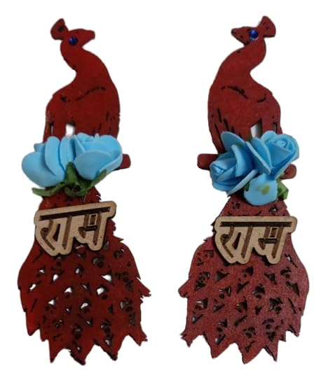 Buy Peacock Shape Ram Ram Wooden Laser Cut Soan for Rakhi/Pooja/Door ...