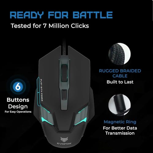 EvoFox Spectre USB Wired Gaming Mouse with Upto 3600 DPI Gaming Sensor ...