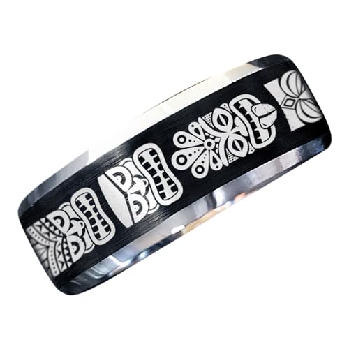 Amazon.com: Tiki Head Faces Ring Polynesian Wedding Band Tiki King ...