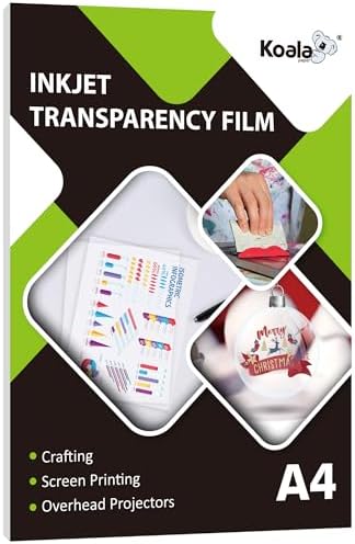 Koala Inkjet Transparency Film 25 Sheets 100% Clear Transparency Paper ...