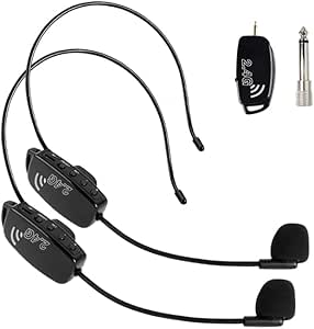Amazon.com: MICVISTA 2.4G Wireless Microphone Headset for 2 People ...