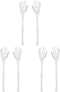 Amosfun Halloween Skeleton Silverware 6Pcs Spooky Skull Hand Spoon ...