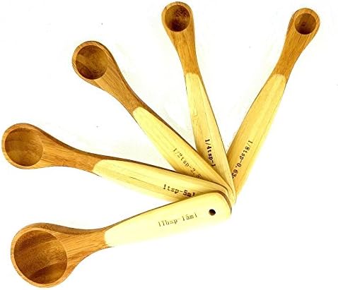 Amazon.com: Kraft Kitchen Wooden Measuring Cups and Spoons Set - Wood ...