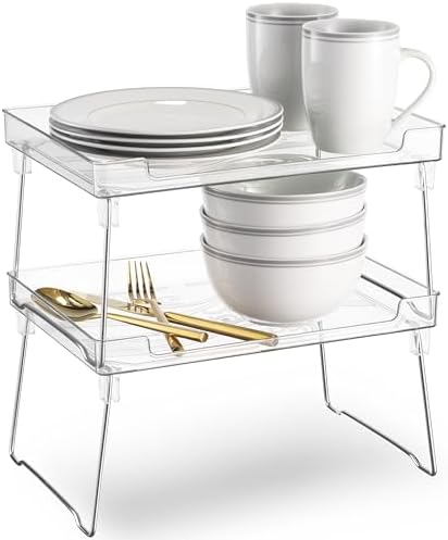 Amazon.com: Masirs Clear Stackable Shelf, Easily Organize Your Kitchen ...