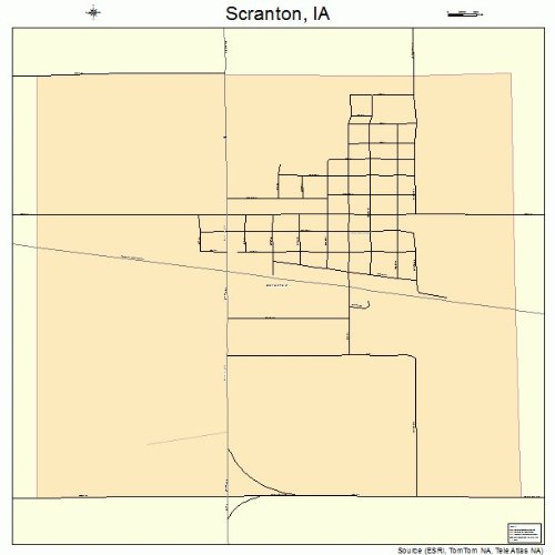 Large Street & Road Map of Scranton, Iowa IA - Printed poster size wall ...