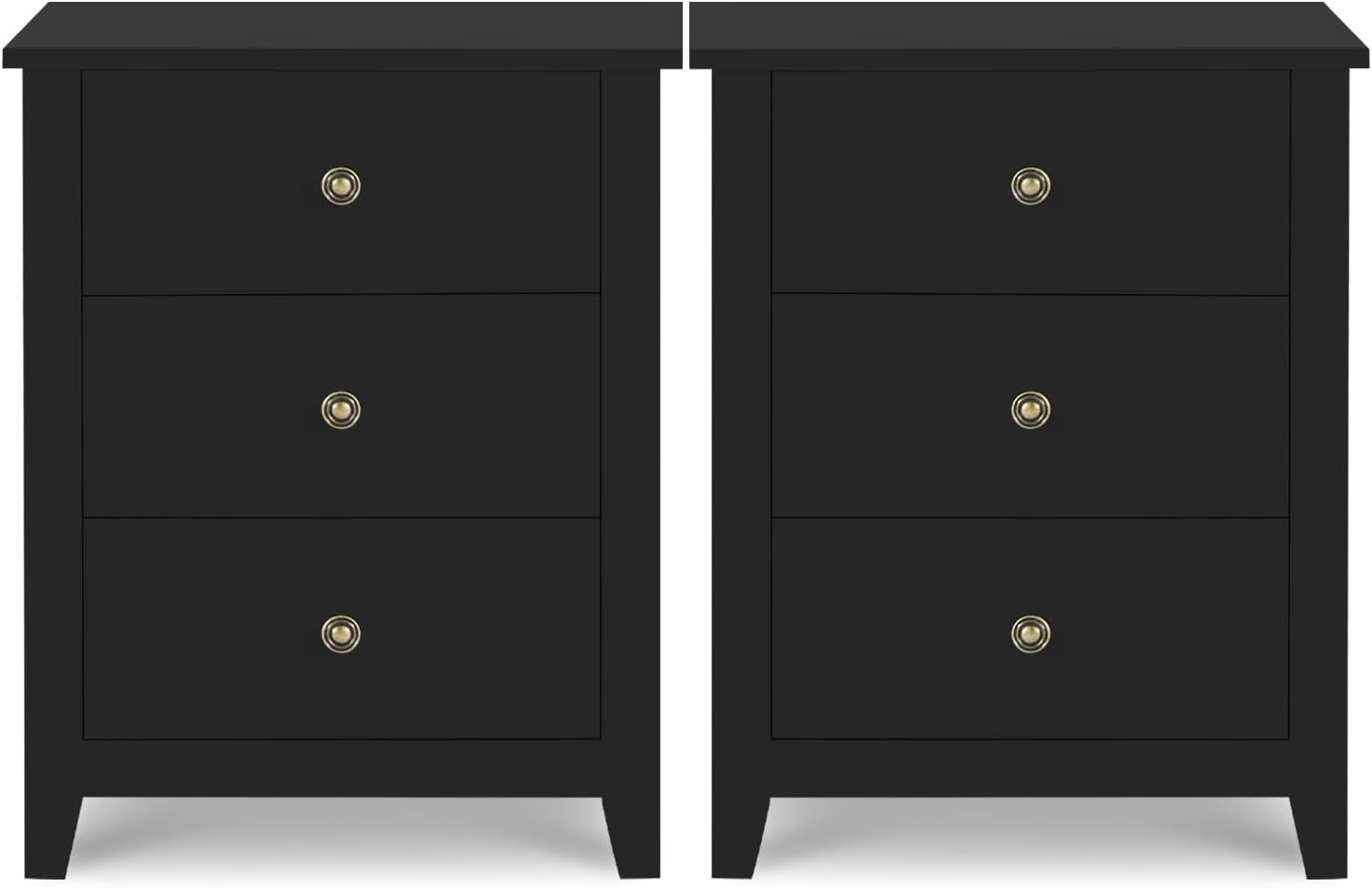 Amazon.com: Vikiullf Black Nightstands with Drawer - Set of 2 Modern ...
