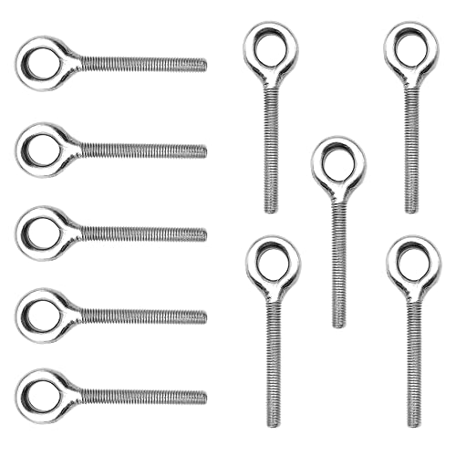YDHfdc 10 Pack M6 Eye Bolt Long Shank Ring Bolt 304 Stainless Steel ...