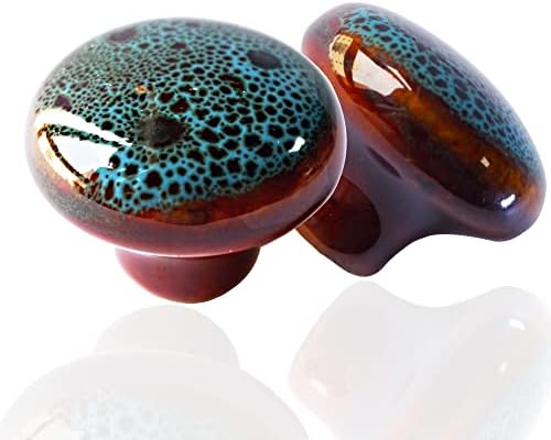 Perphin Vintage Round Cabinet Knobs Glazed Ceramic Round Knobs for Dresser Drawer, Antique ...