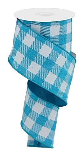 Amazon.com: Turquoise Blue Plaid Wired Ribbon - 2 1/2 Inch x 10 Yards ...