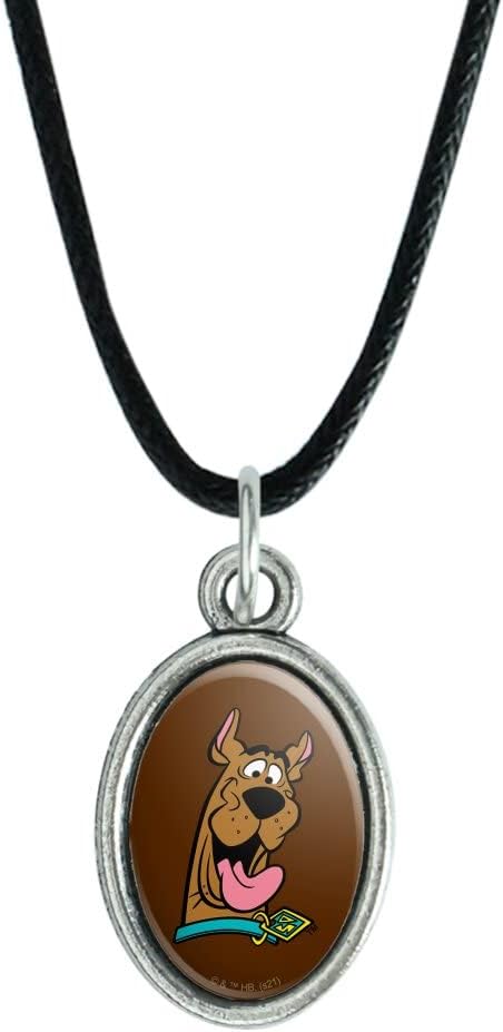 Amazon.com: Scooby-Doo Headshot Antiqued Oval Charm Pendant with Black ...