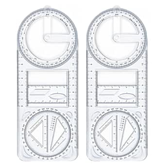 2 Pcs Multifunctional Geometric Ruler Multifunctional Student Math ...