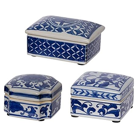 Amazon.com: A&B Home Leith Blue and White Decorative Boxes, Set of ...