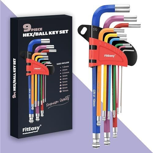Metric Hex Key Set, 9Pcs Allen Key Set 1.5-10mm, Anti-Slip Long Ball ...