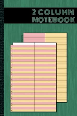 2 Column Notebook: Colorful Columns & Rows Logbook with 2 Columns, 28 ...