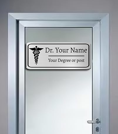 Addline Art Customized Silver Acrylic Doctor Door Name Plate for Office ...