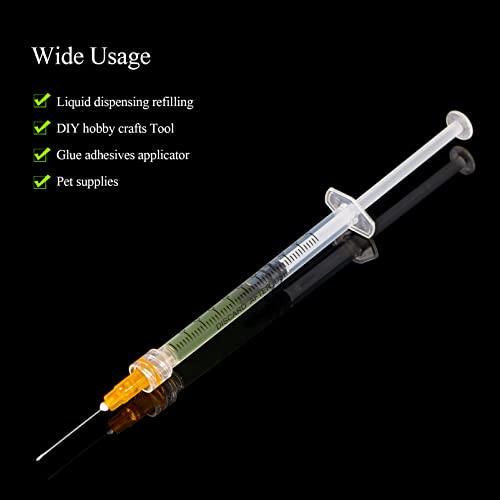 100Pack 1ml Syringes with 25 Gauge 1 Inch Needle for Liquid Dispensing ...