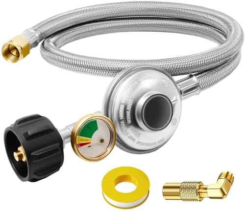 Amazon.com: DQSDC, 15” RV Propane Hose with Gauge, 1/4” Stainless Steel ...