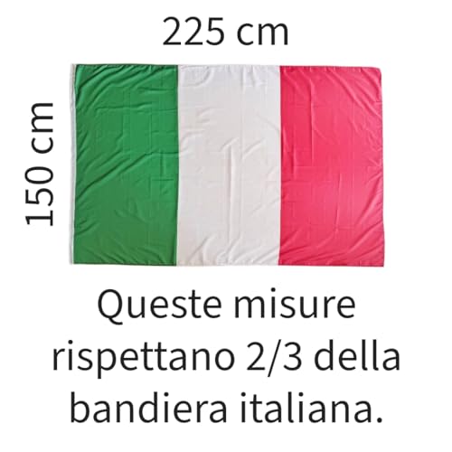Large Italy Flag for Outdoor 225 x 150 cm, Reinforced Balcony Flag with ...