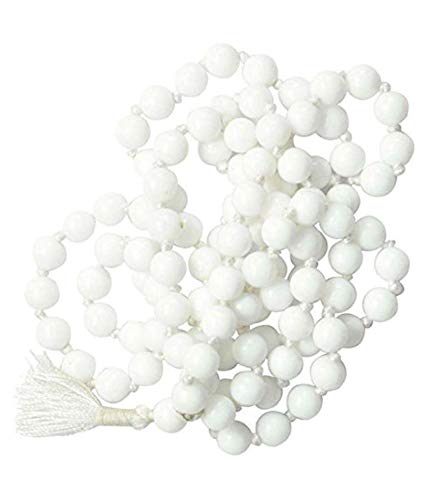 Buy Radha Rani White Agate Hakik Mala 108 +1 Beads/Mankas for Shukra ...