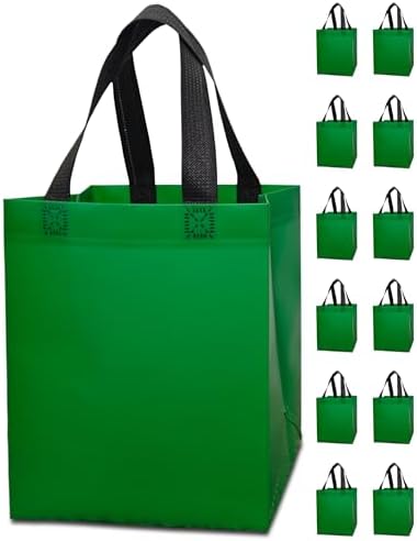 Amazon.com: REUGBEXPT 12 Green Gift Bags - Sturdy, Reusable, Medium ...