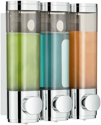 Unisense 3 Chamber Wall-Mounted Shampoo and Conditioner Dispenser for ...