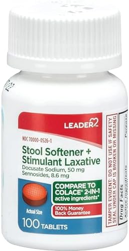 Amazon.com: Leader 2-in-1 Stool Softener & Stimulant Laxative, Docusate ...