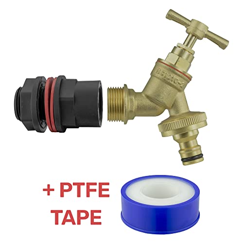 3/4″ bsp waterbutt connector +solid brass bib tap with click-lock hose ...