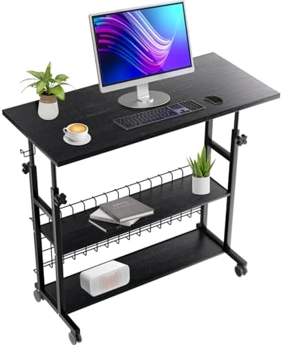 Amazon.com: AIZ Rolling Laptop Cart with Storage for Small Spaces ...