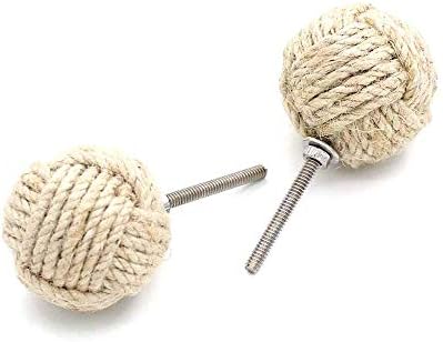 White Jute Rope Door Knobs/Rope Knot Drawer Pulls and Knobs/Pull and ...