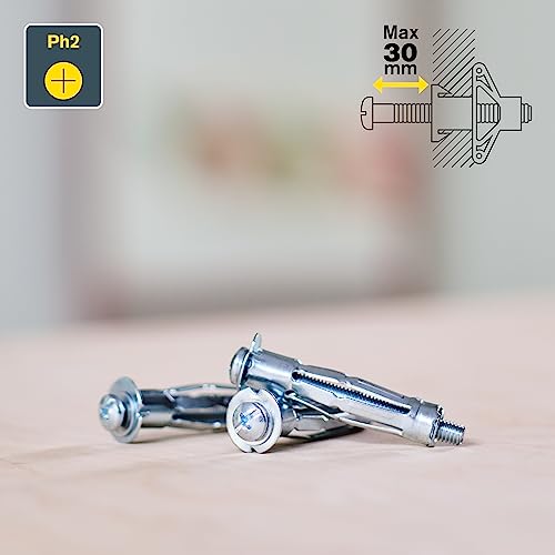 Rapid Hollow Wall Anchors, Pack of 40 Heavy Duty Metal Plasterboard ...