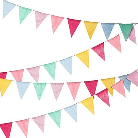 Amazon.com: 36 Flags Multicolor Pennant Flags Banner Pastel Bunting ...