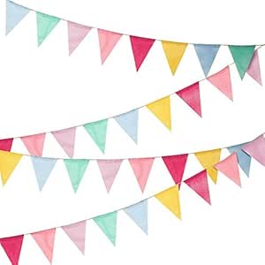 Amazon.com: 36 Flags Multicolor Pennant Flags Banner Pastel Bunting ...
