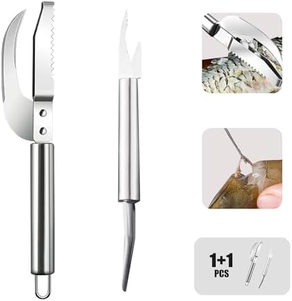 Amazon.com: Fish Scaler and Shrimp Deveiner Set,Fish Scale Remover,Shrimp Peeler,Stainless Steel ...