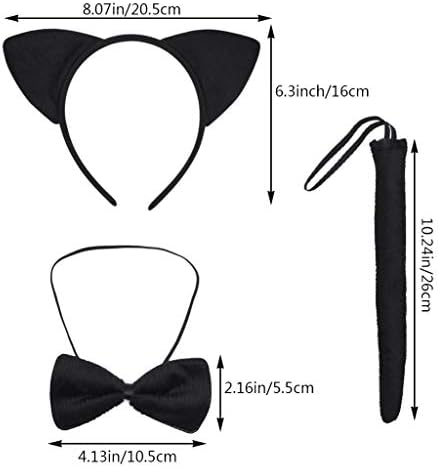 Amazon.com: Dxhycc Black Cat Costume Set Cat Ears Headband Tail Bowtie ...