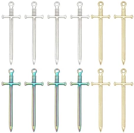 Amazon.com: UNICRAFTALE 12Pcs 45mm 3 Color Swords Bookmarks Charm ...