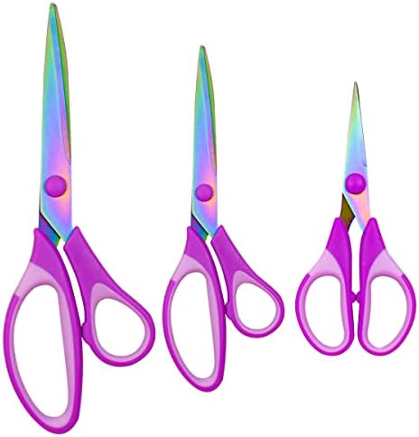 Amazon.com: Craft Scissors Set of 3 Pack Stainless Steel Titanium ...