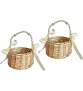 Amazon.com: 2 PCS Rattan Flower Baskets Half Moon Wicker Basket Willow ...