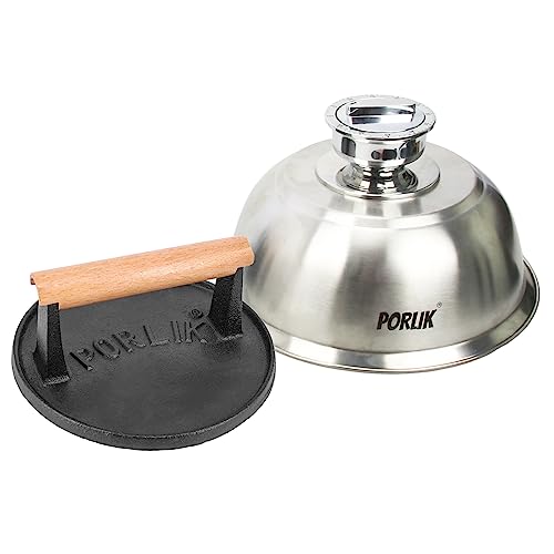 Burger Set, 9 inch Cheese Melting Dome &7 Inch Smashed Burger Press ...