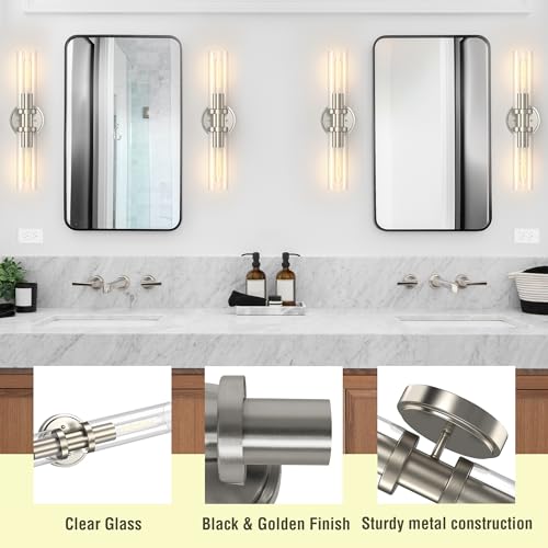 Snapklik.com : Bathroom Light Fixtures 2-Light Brushed Nickle, Bathroom ...