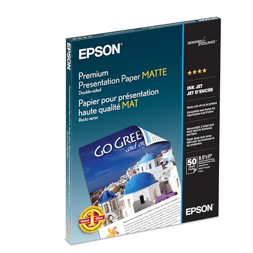 Epson Premium Presentation Paper MATTE (8.5x11 Inches, Double-sided, 50 ...