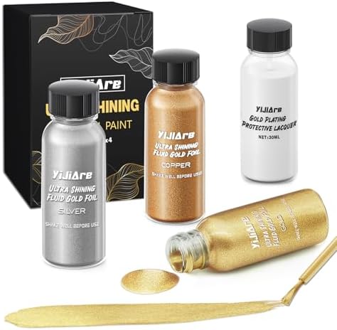 Liquid Gold Leaf Paint Set, Alcohol-Based Metallic Gold Paint, Ultra ...