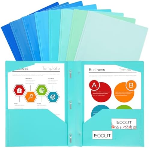 Amazon.com : EOOUT 8pcs Plastic Folders with Prongs, Plastic File ...