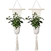 Amazon.com: Leepes 2 Pack Macrame Plant Hangers,Handmade Cotton Rope ...