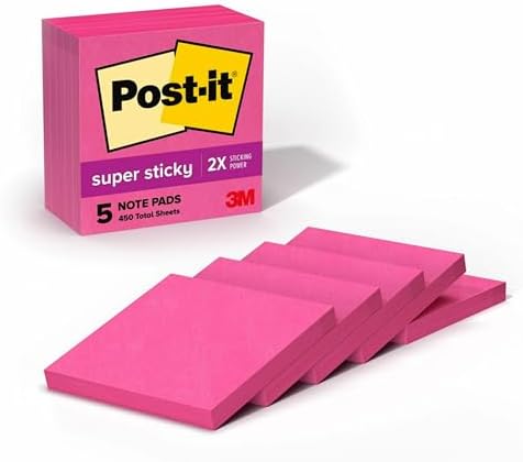 Amazon.com : Post-it Super Sticky Notes, 5 Sticky Note Pads, 3 x 3 in ...