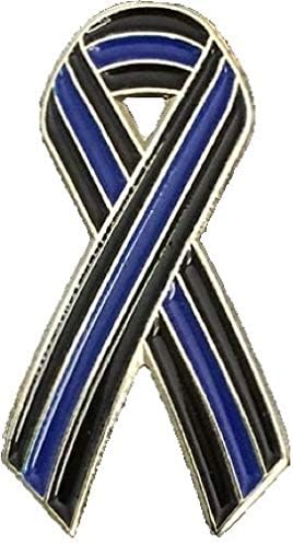Amazon.com: Thin Blue Line Pin Badge - Ribbon Style: Clothing, Shoes ...