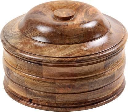 Buy MOON CRAFT Wooden Pot Casserole Dish with Lid - Chapati Keeper ...