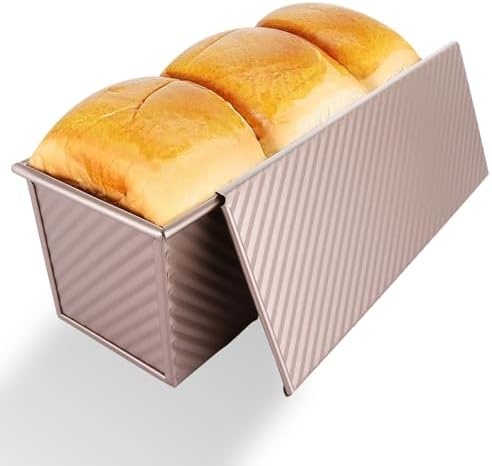 AKOLAFE Loaf Tin 2lb(1000g) Large Bread Tin Non Stick Pullman Loaf Tin ...
