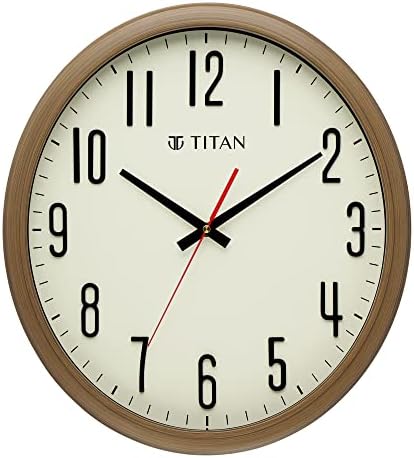 Titan Brown Wooden Texture Oval Clock with White Dial and Silent Sweep ...