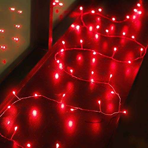 Hiboom Red Firecracker Lights, 6.5ft 40 LED String Lights Battery ...