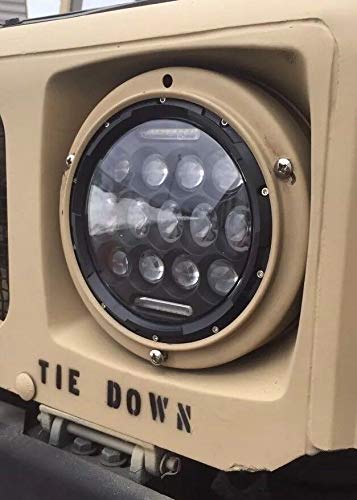 Military Headlight Pair LED 24v Black Bezel - Plug And Play - Want It All